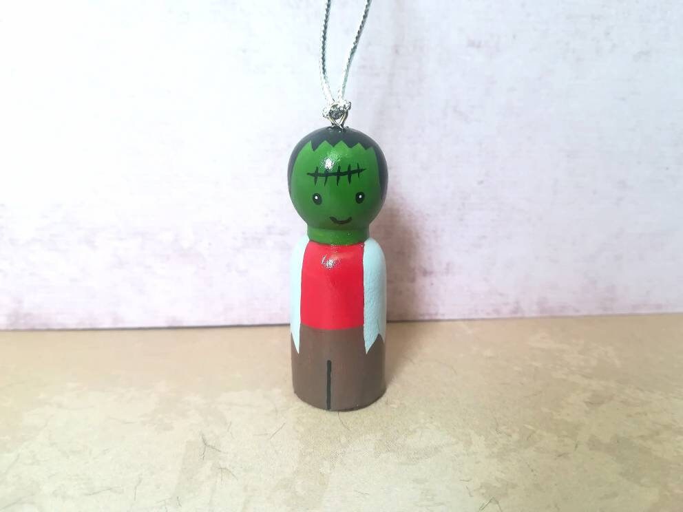 Halloween Wooden Peg Dolls Monster Ornaments. - Etsy