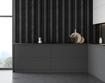 Dark Rustic Floral Stripes Wallpaper 108 Grunge Murals | Etsy