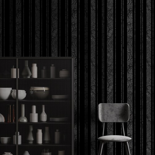Dark Rustic Floral Stripes Wallpaper 108 Grunge Murals - Etsy