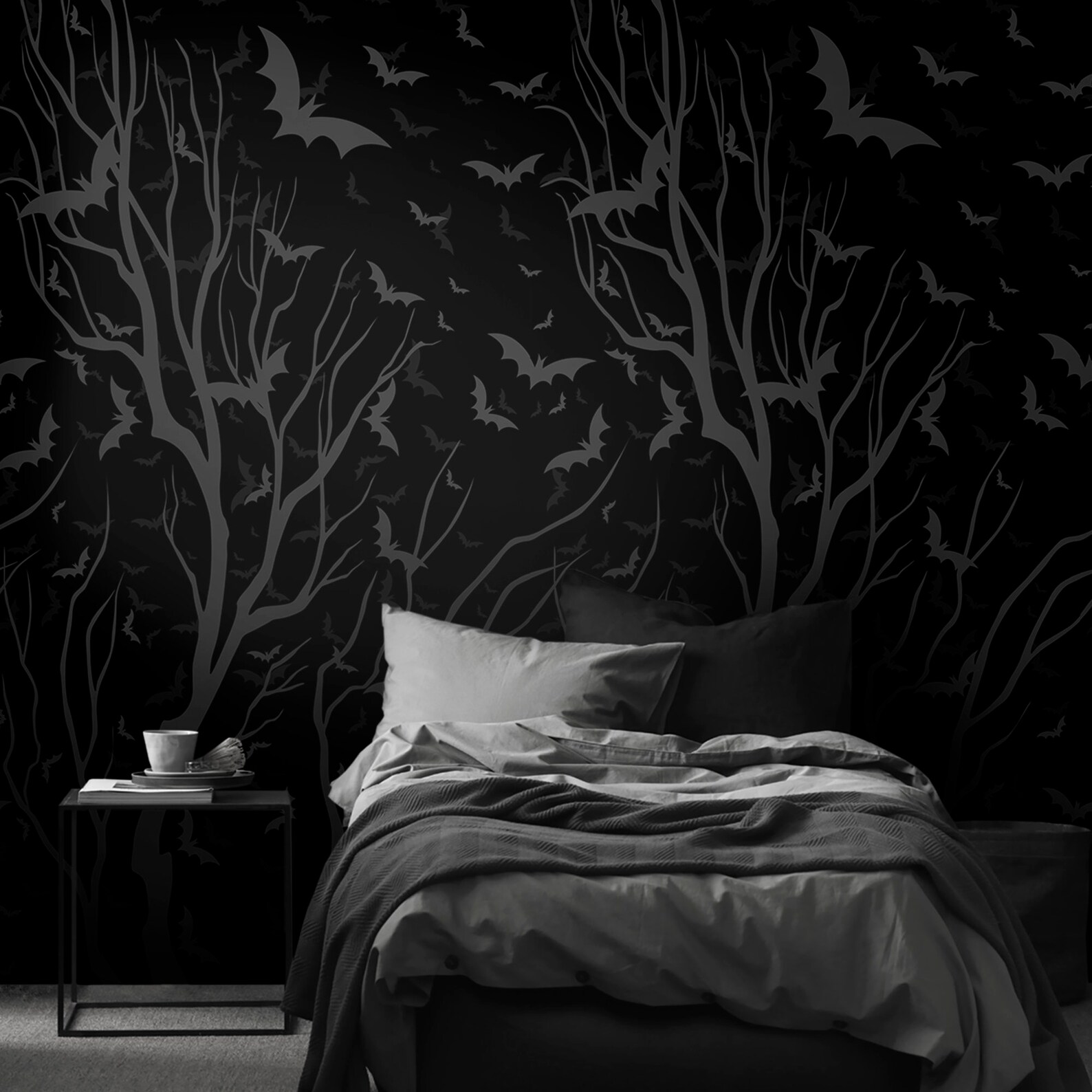 Dark Trees and Bats Wall Mural, 095 Grunge Murals - Etsy