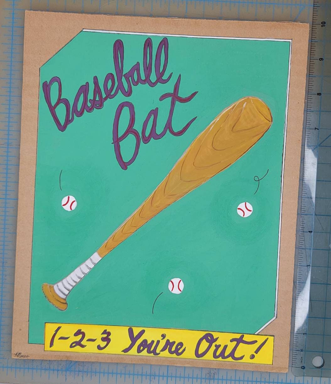 3 cardboard baseball Game Paintings triptych. - Etsy