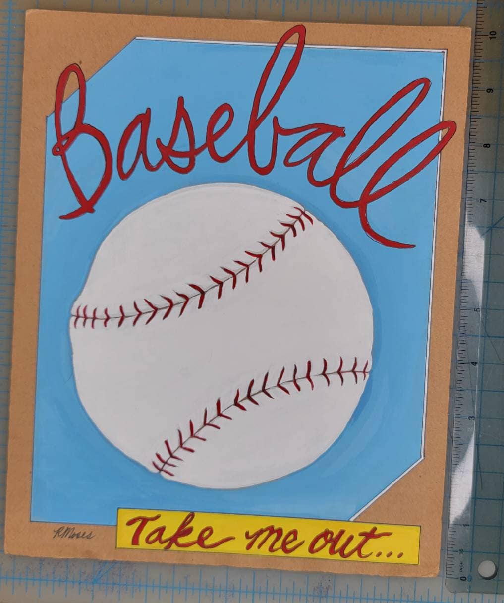 3 -cardboard "baseball Game" Paintings (triptych). - Etsy