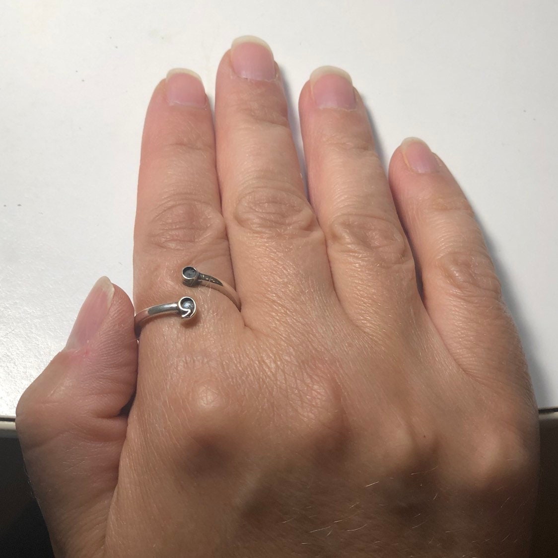 Semicolon Ring With Two Birthstones. Sterling Silver 925 - Etsy