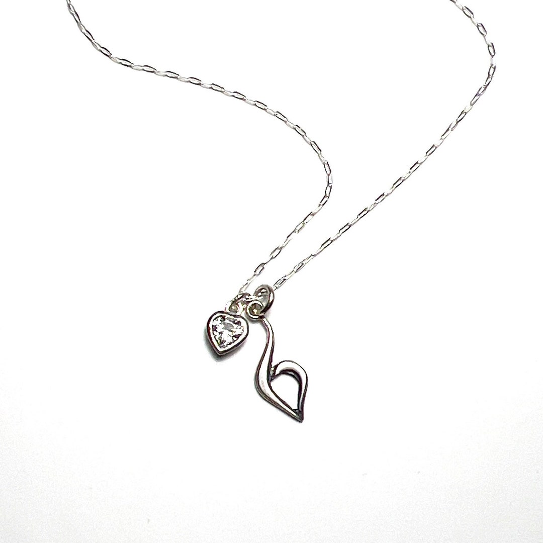 Eating Disorder Recovery Symbol Necklace With 3/4" Pendant and Heart CZ ...