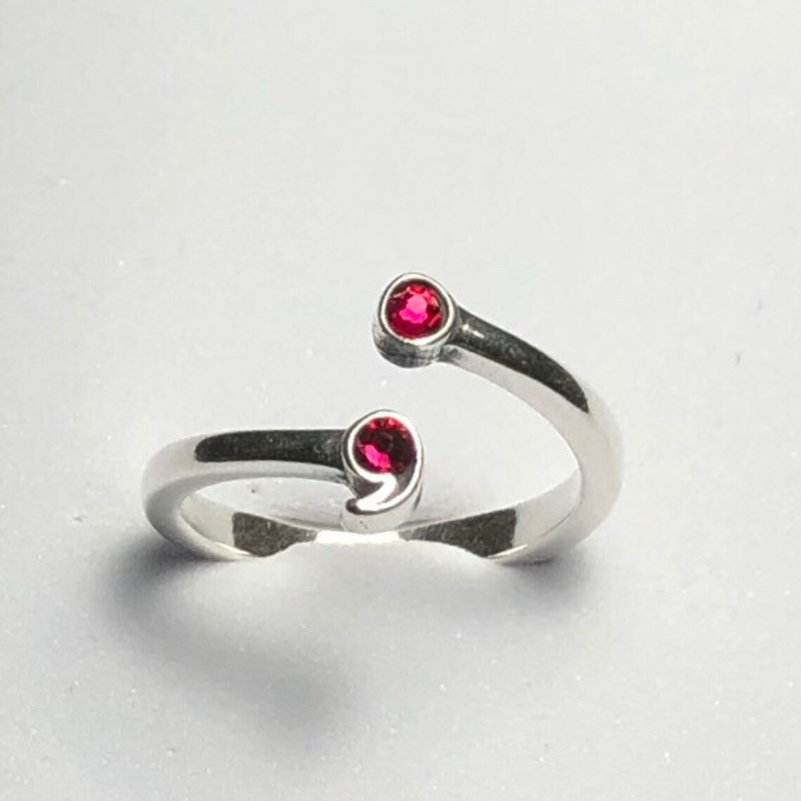 Semicolon Ring With Two Birthstones - Etsy