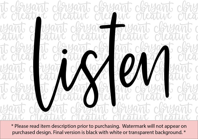 Listen Hand Lettered SVG Positive Optimistic Encouraging SVG | Etsy