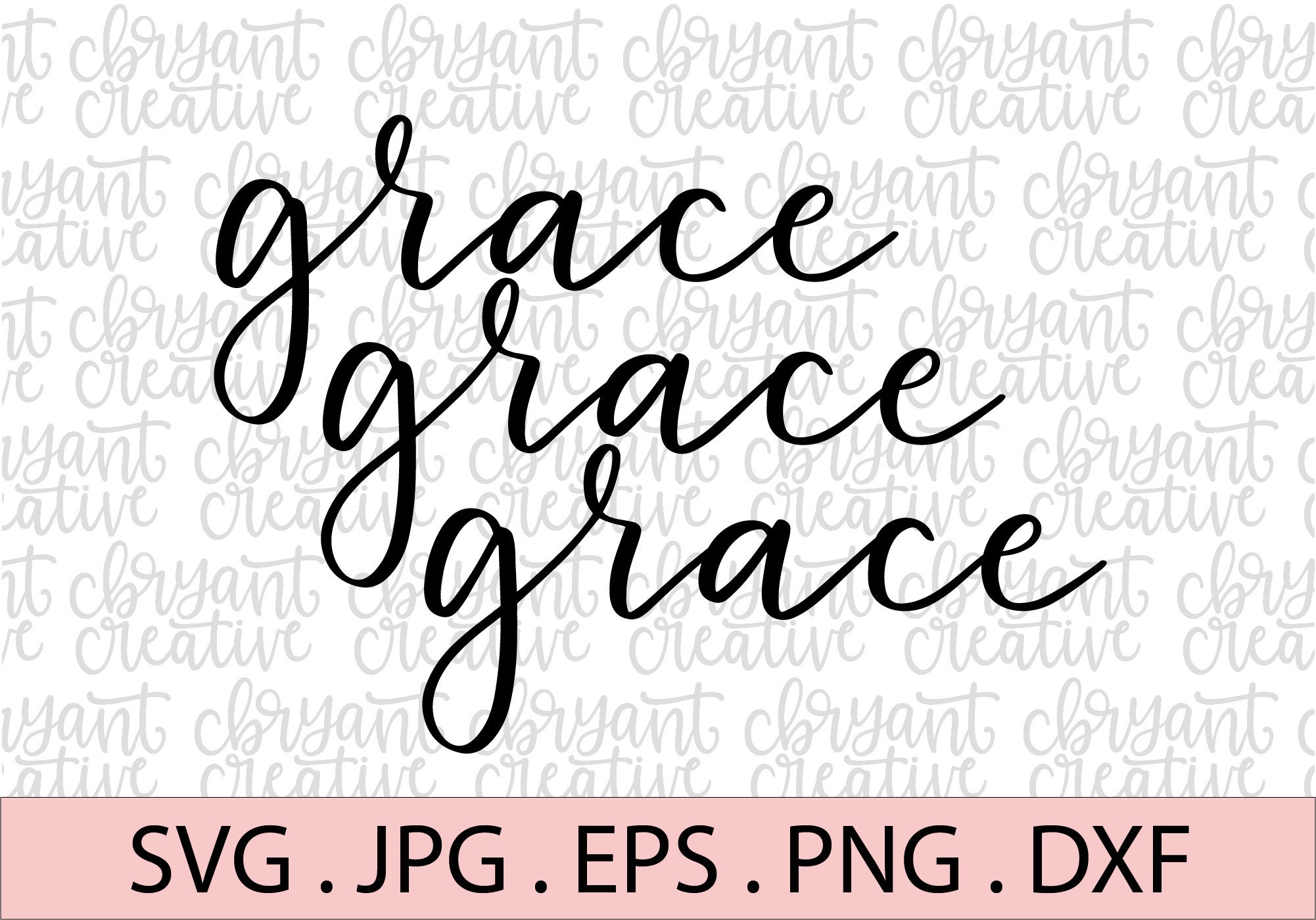 Grace hand lettered svg zip file containing svg jpg png | Etsy