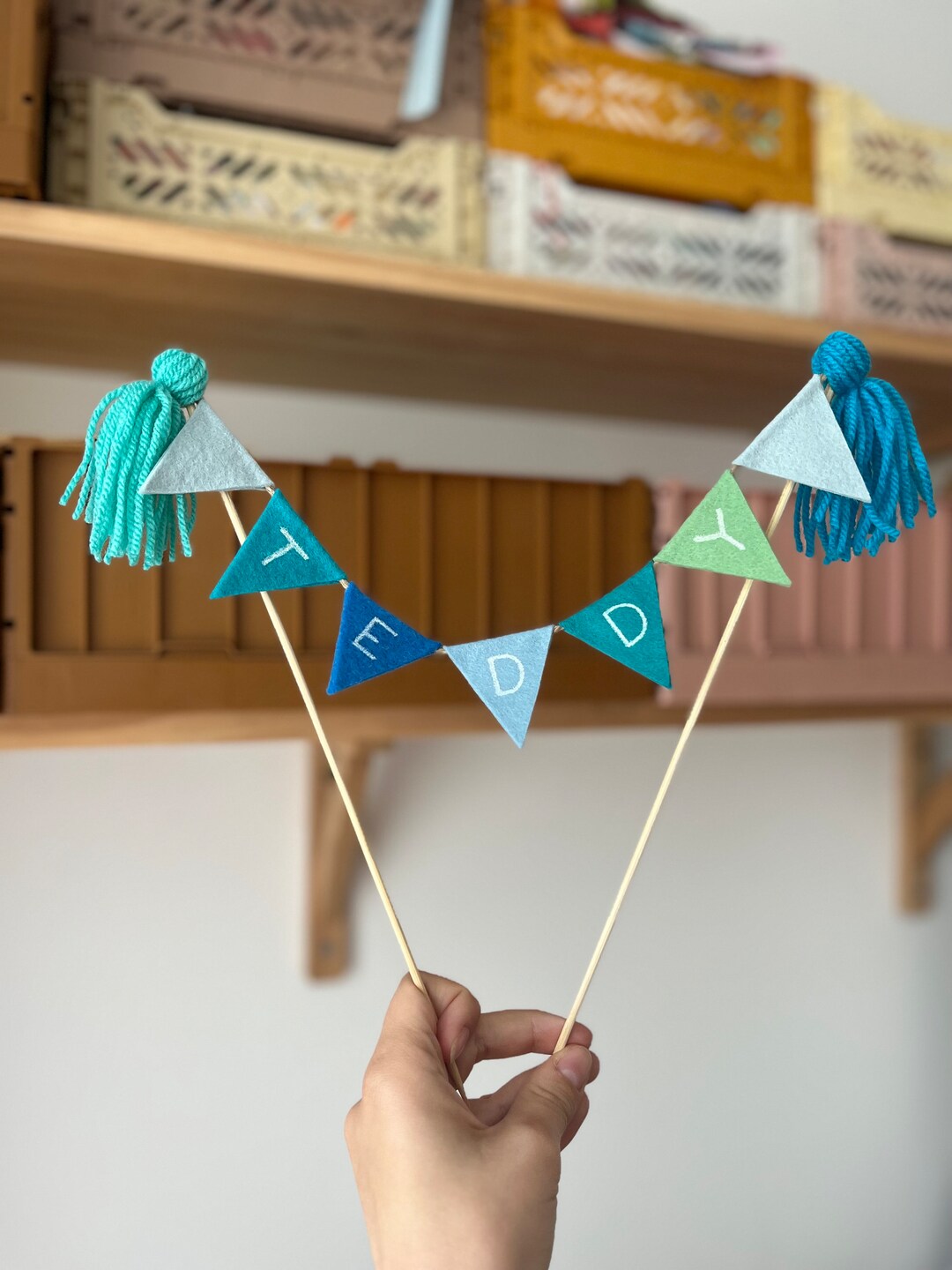 Personalised Kids Birthday Cake Topper Bunting With Custom Name, Boys ...