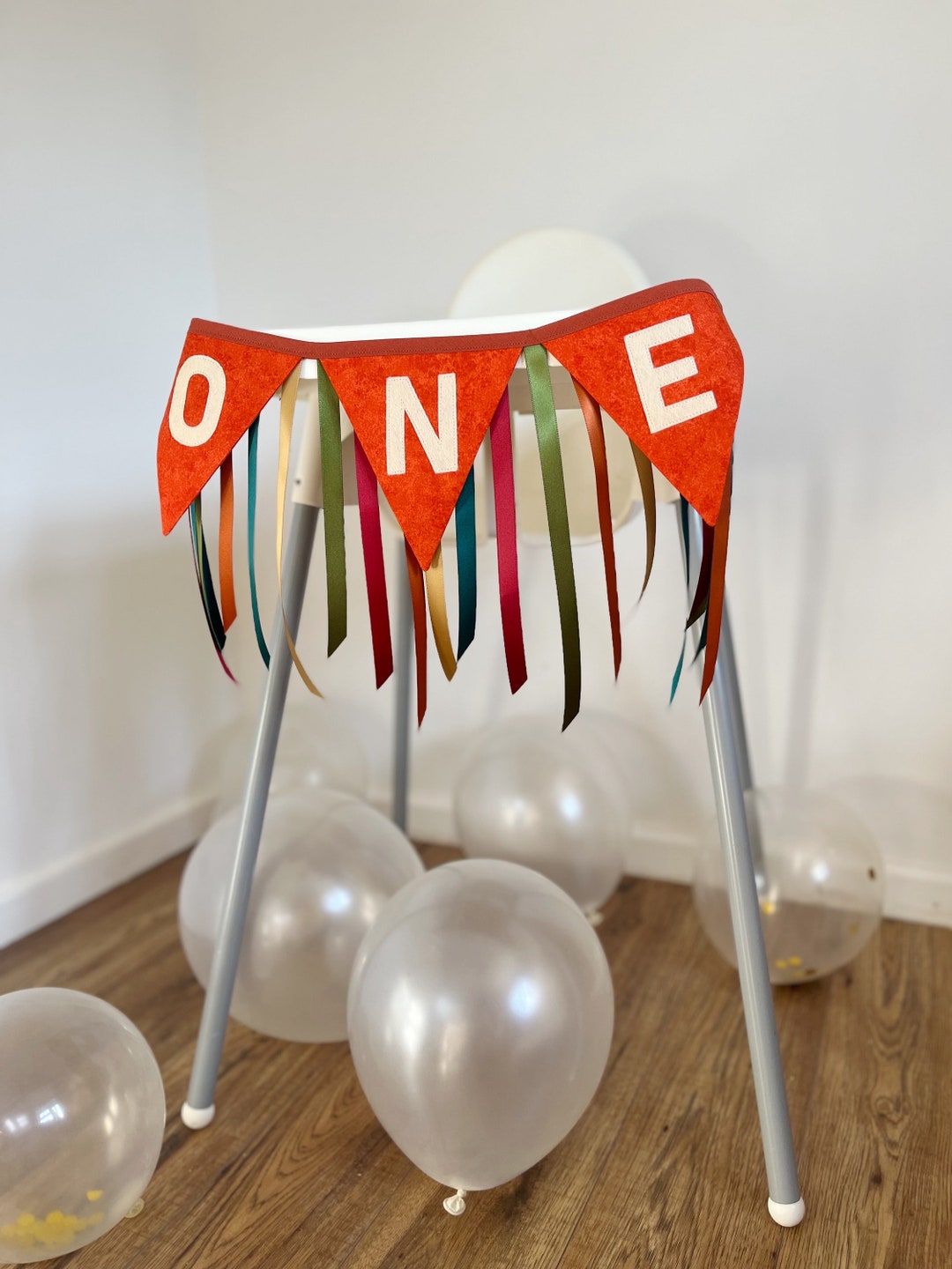 Orange Birthday Highchair Banner, Colourful 1st Birthday High Chair ...