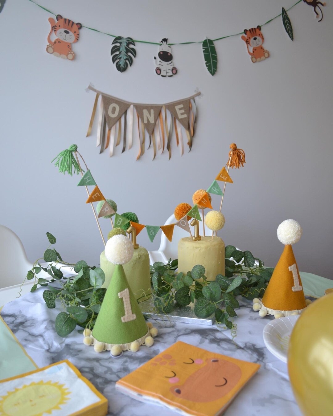 Personalised Kids Birthday Cake Topper Bunting With Custom Names, Twins ...