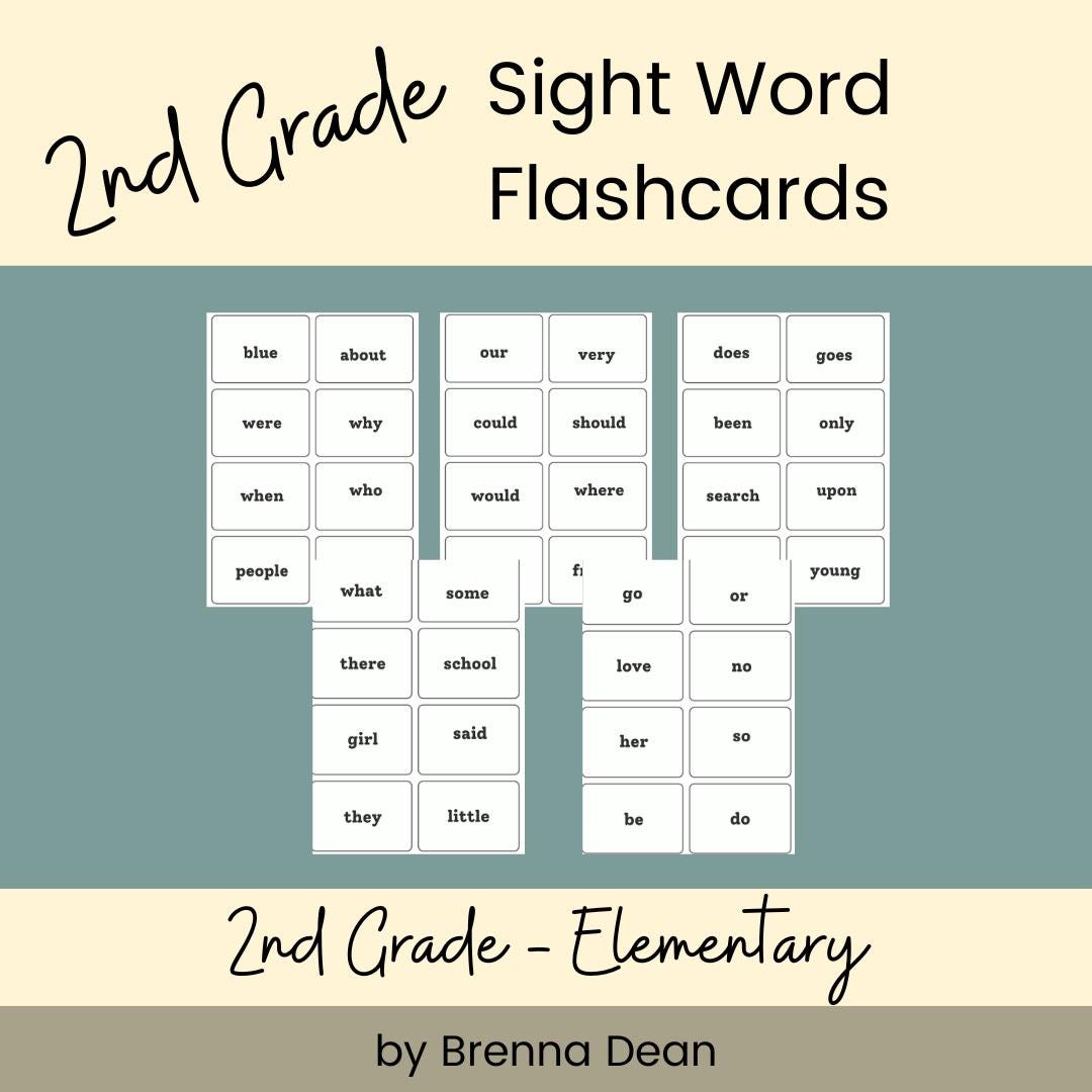 2nd Grade Sight Word Flashcards - Printable, Laminate-friendly ...