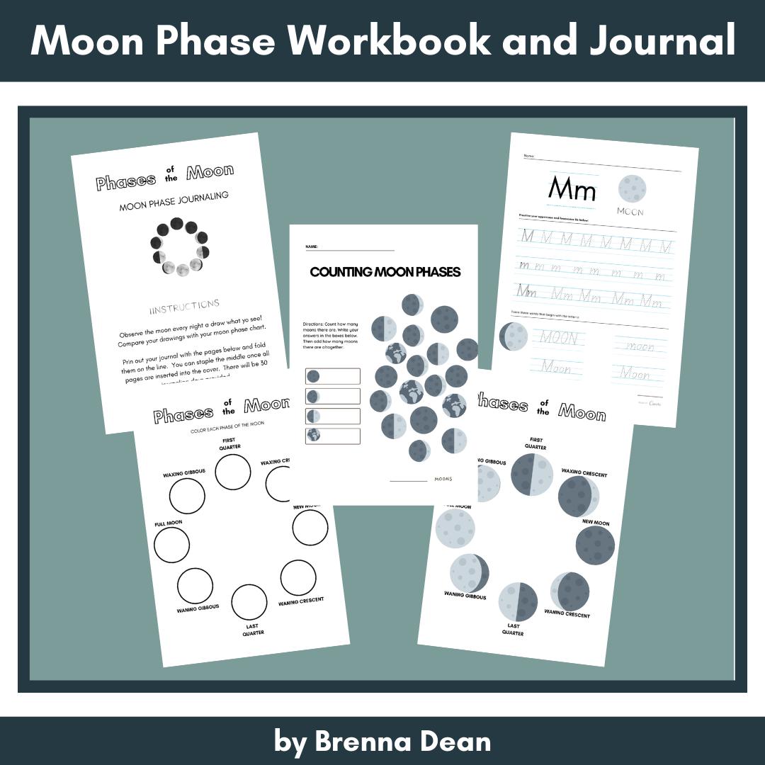 Phases of the Moon Workbook and Journal - Printable, Laminate-friendly ...