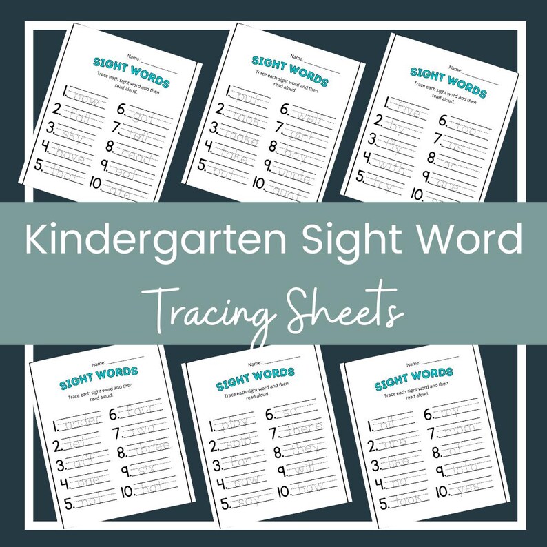Kindergarten Sight Word Tracing Sheets - Printable, Laminate-friendly ...