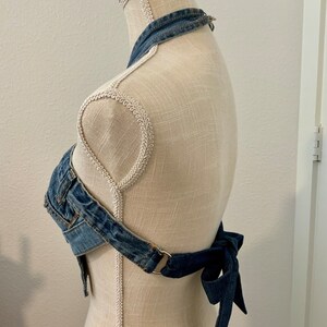 Upcycled Denim Halter Top: Handmade Festival Fashion (XS/S) - Etsy