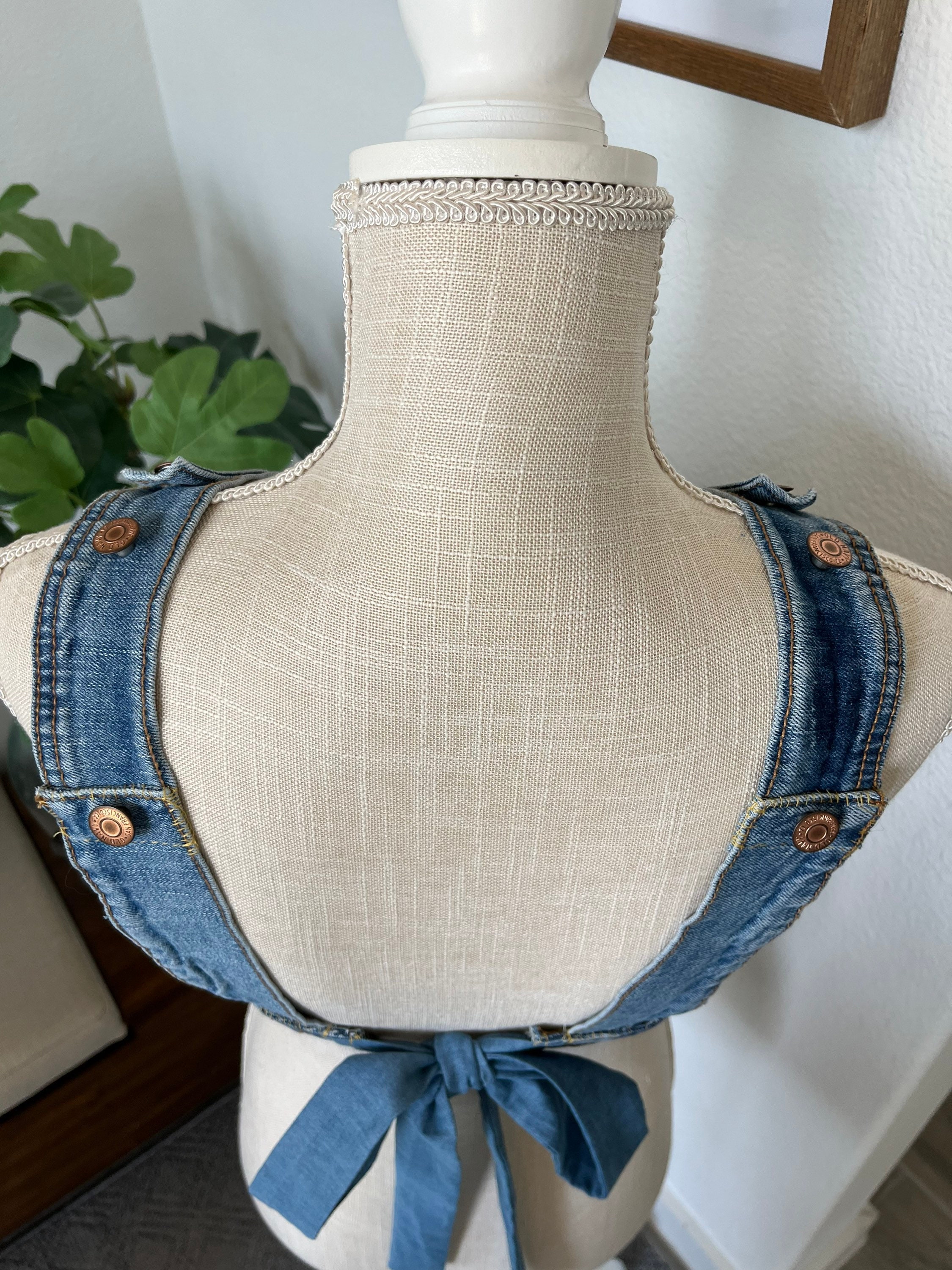 V Neck, One of a Kind, Upcycled Denim Top, Denim on Denim, Festival ...