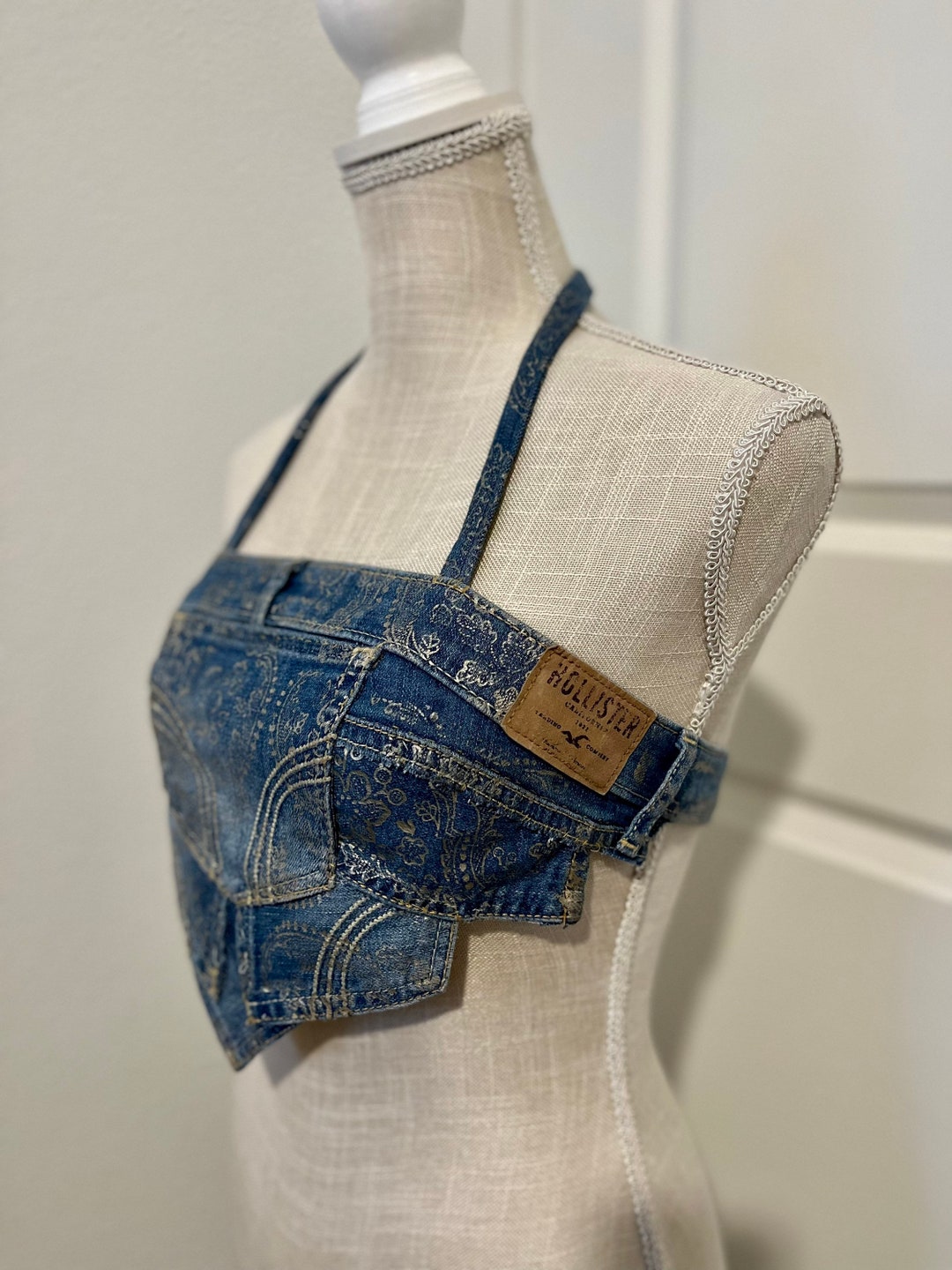 Upcycled Denim Cropped Top, Summer Top, Festival Clothing, Rave ...