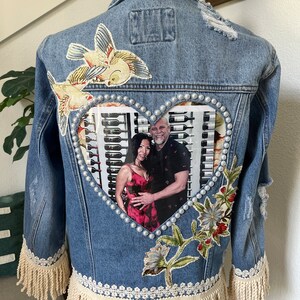 Bohemian, Upcycled, Bride, Birthday, Birthday Announcement Jean Jacket ...