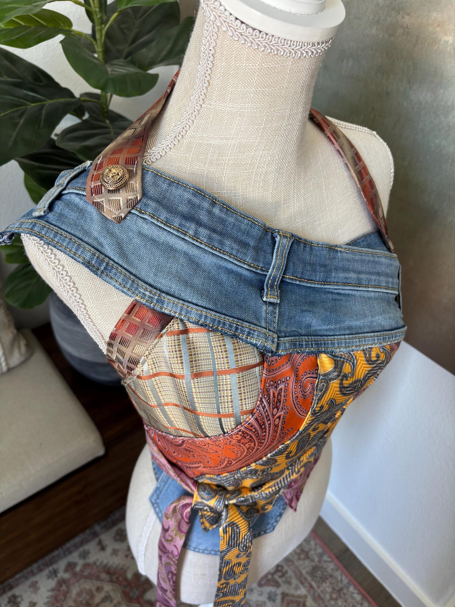 Upcycled Men's Tie Halter Top, Retro Paisley Corset, Small - Etsy