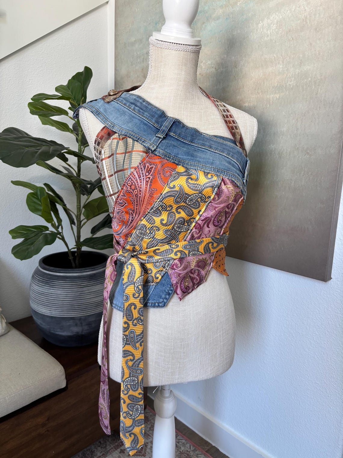 Upcycled Men's Tie Halter Top, Retro Paisley Corset, Small - Etsy