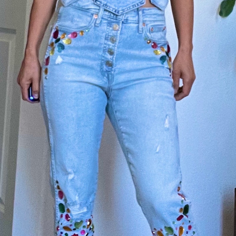 Bedazzled Jeans - Etsy