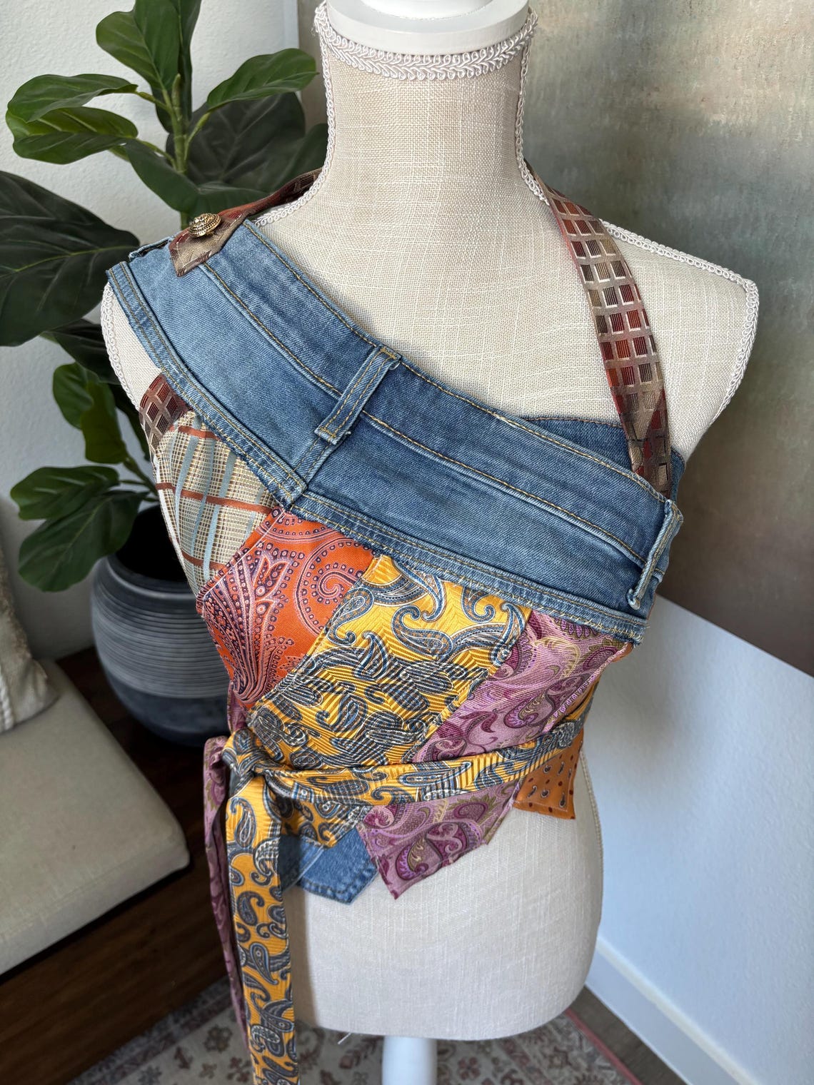 Upcycled Men's Tie Halter Top, Retro Paisley Corset, Small - Etsy