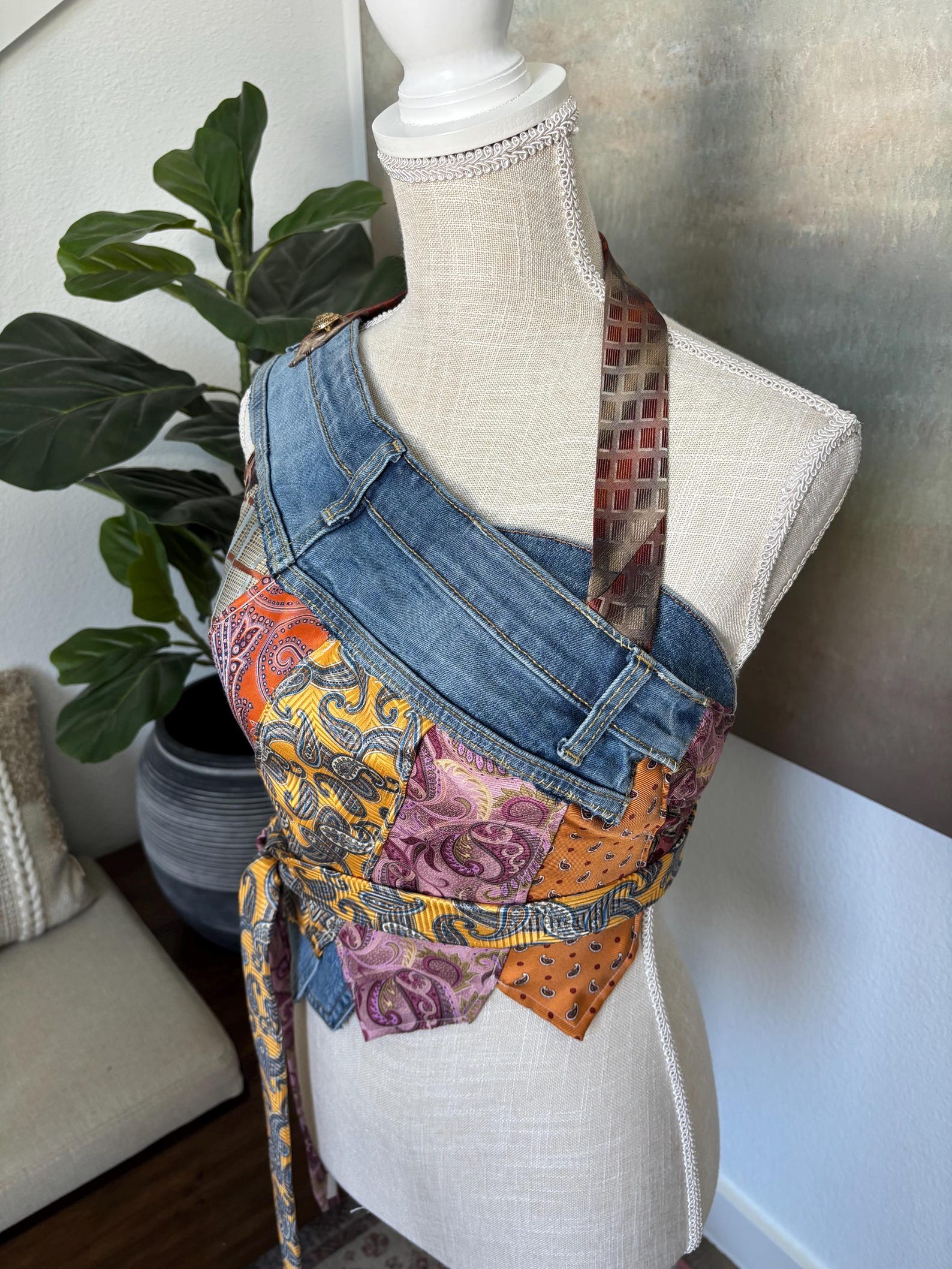 Upcycled Men's Tie Halter Top, Retro Paisley Corset, Small - Etsy