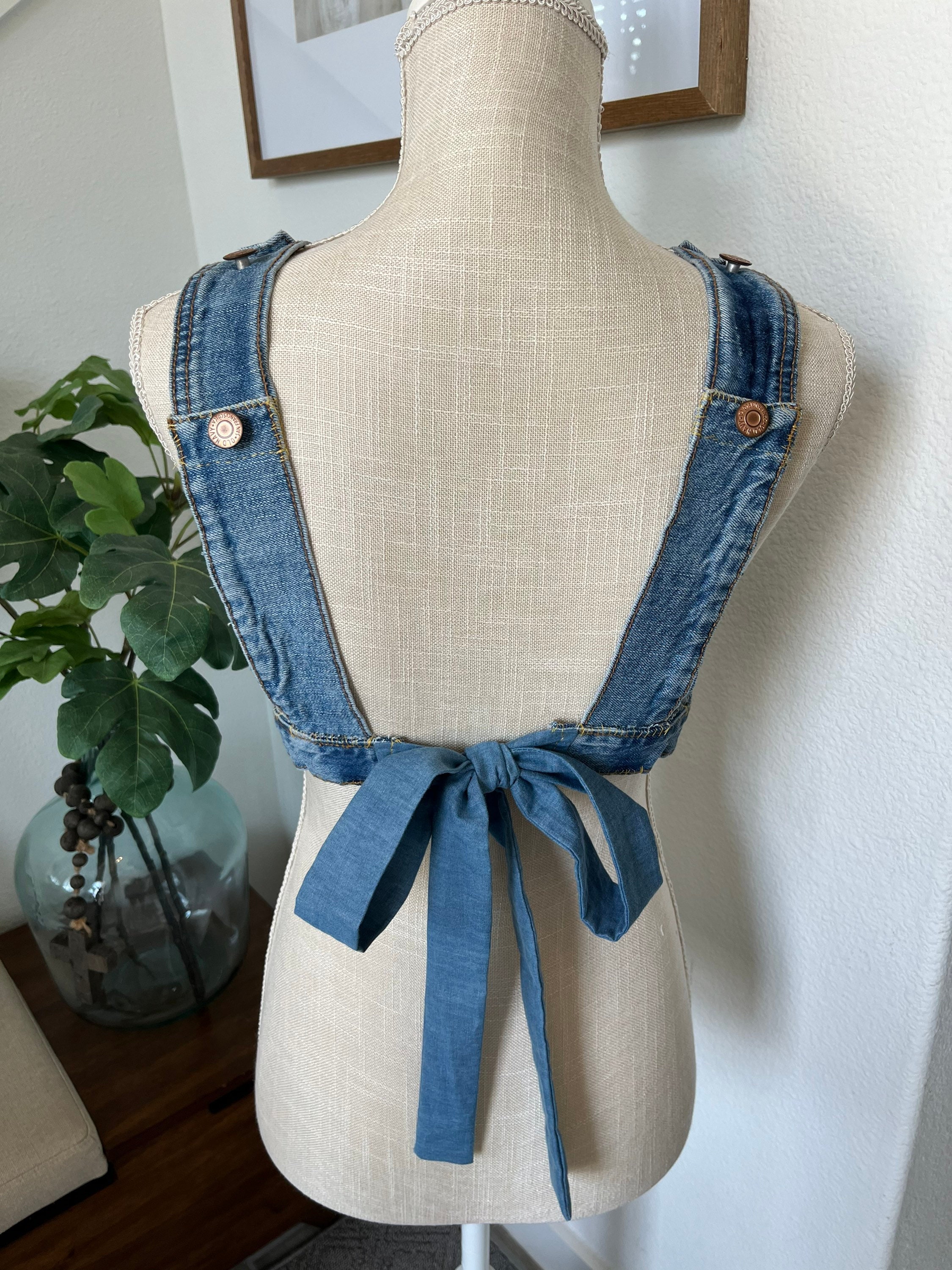 V Neck, One of a Kind, Upcycled Denim Top, Denim on Denim, Festival ...