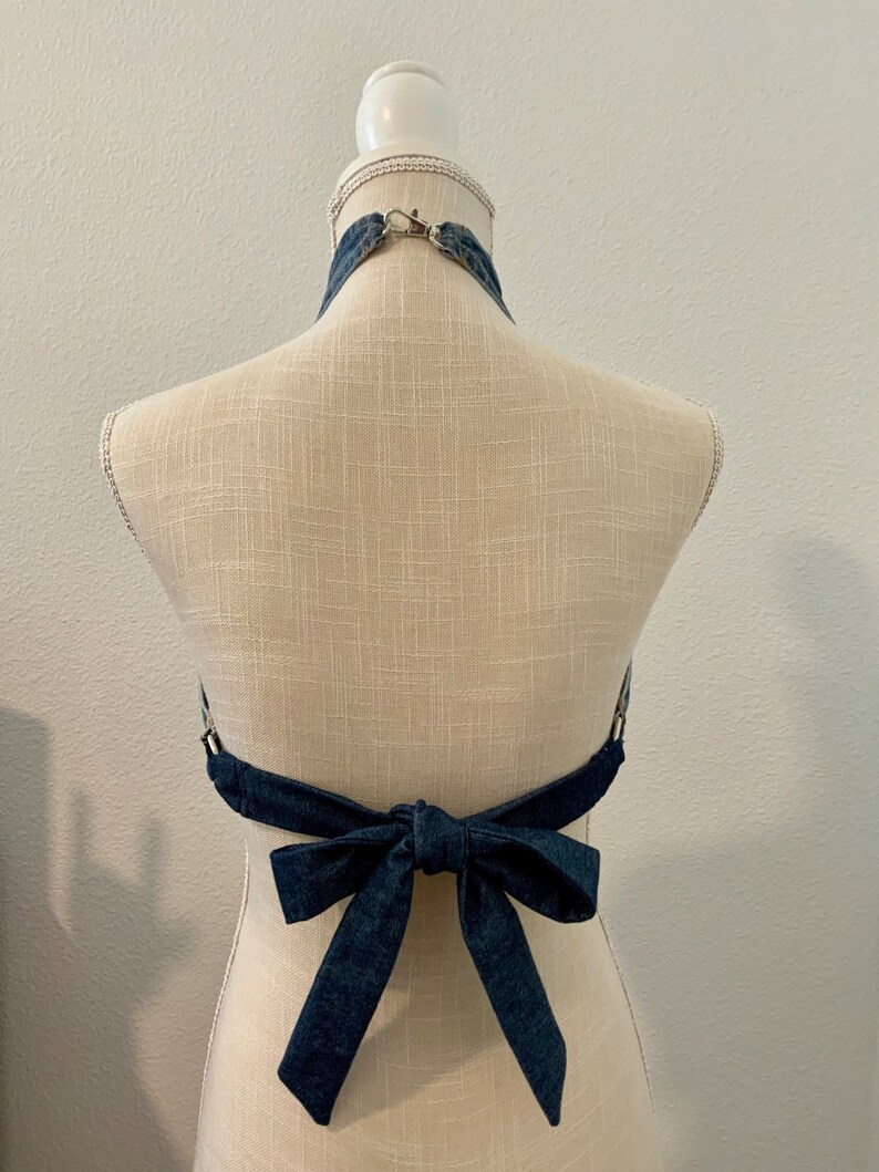 Upcycled Denim Halter Top: Handmade Festival Fashion (XS/S) - Etsy