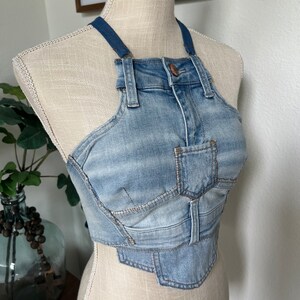 Upcycled, Futuristic, Halter, Bustier Denim Top, City/street Style ...