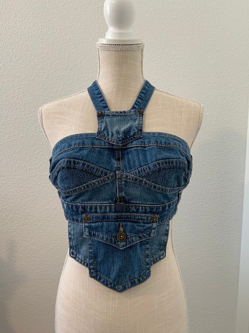 Festival Denim, Trendy, Boho Chic, Street Style, Handmade Denim Halter ...