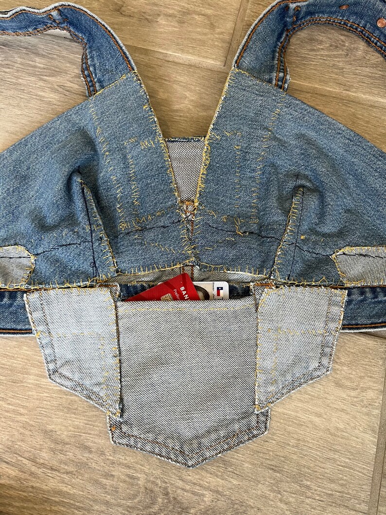 V Neck, One of a Kind, Upcycled Denim Top, Denim on Denim, Festival ...