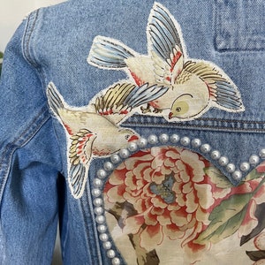 Bohemian, Upcycled, Bride, Birthday, Birthday Announcement Jean Jacket ...