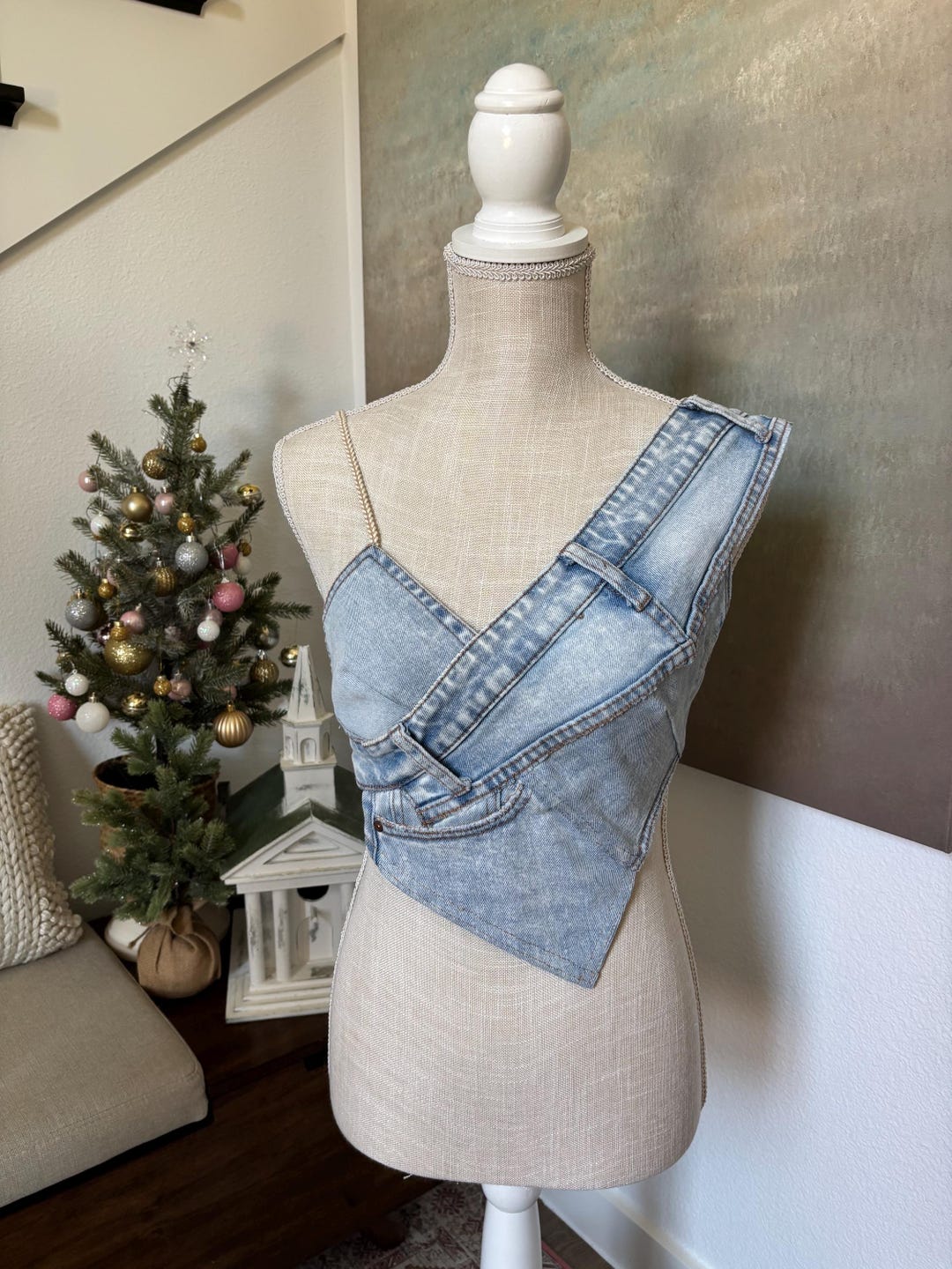 Asymmetrical Futuristic Denim Corset Top, Street Style, Music Festival ...