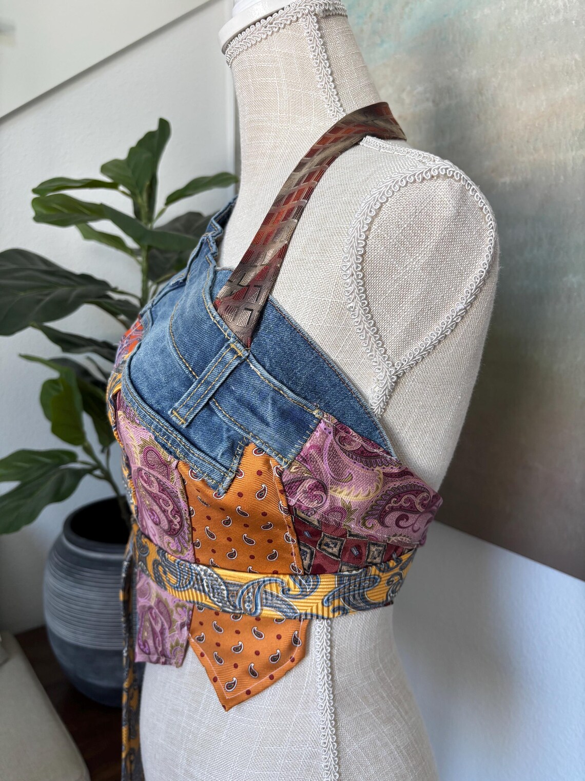 Upcycled Men's Tie Halter Top, Retro Paisley Corset, Small - Etsy