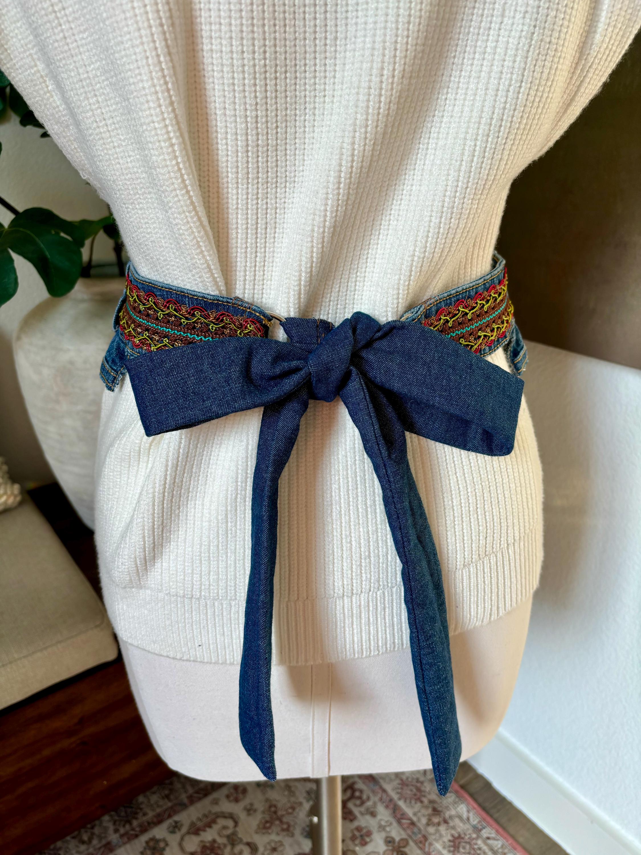 Ladies Peplum Pocket Waist Belt, Recycled Jean Corset Belt, Blue Denim ...