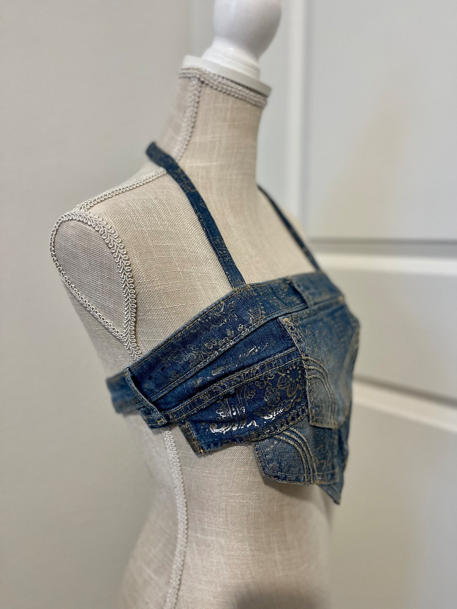 Upcycled Denim Cropped Top, Summer Top, Festival Clothing, Rave ...