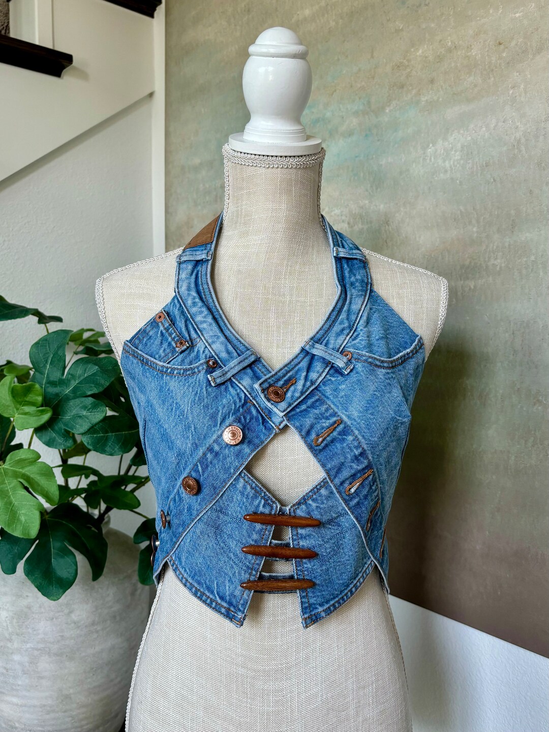 Upcycled, One of a Kind, Denim Halter/tube Top, Trendy Denim Summer ...