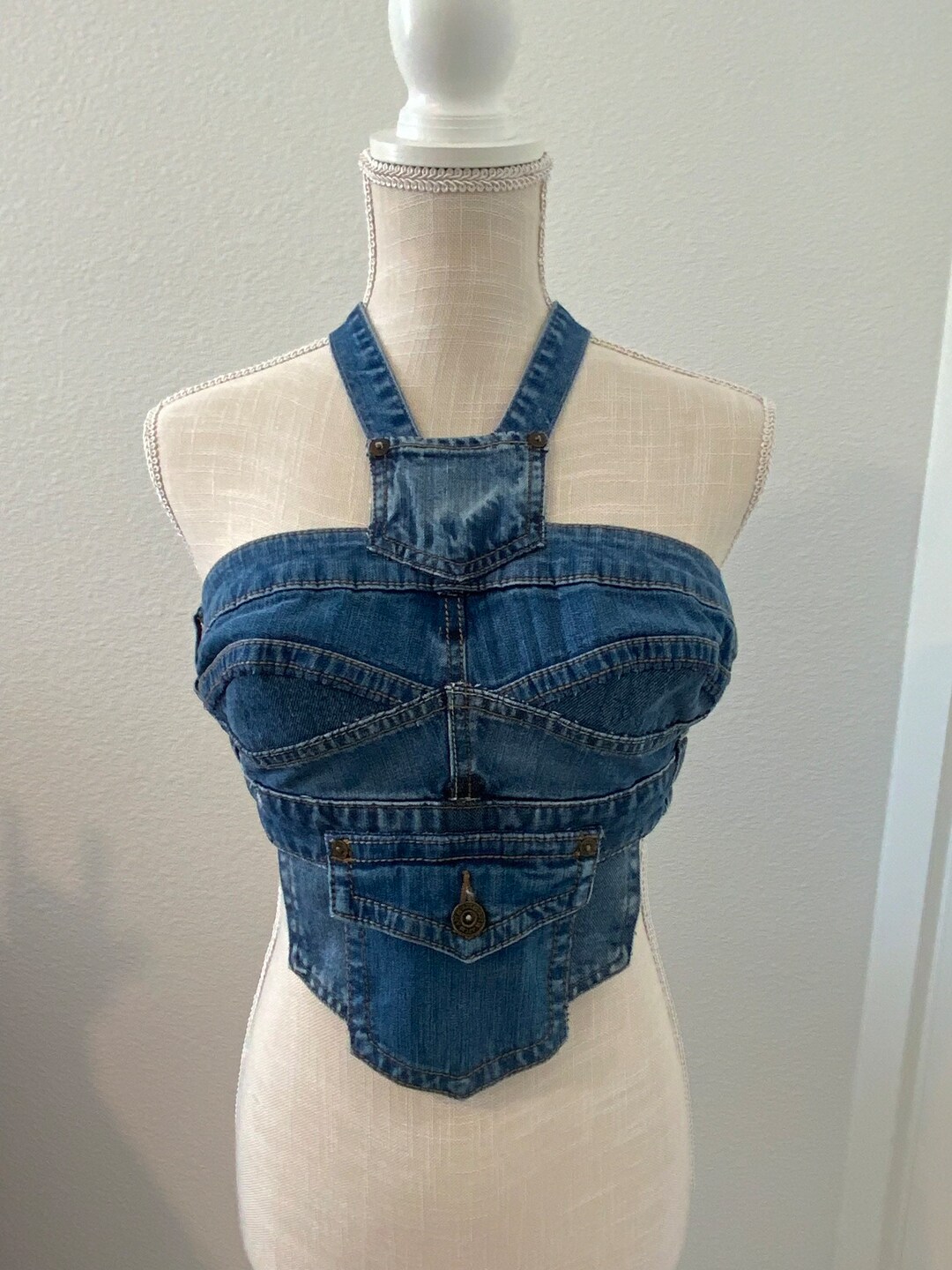 Festival Denim, Trendy, Boho Chic, Street Style, Handmade Denim Halter ...