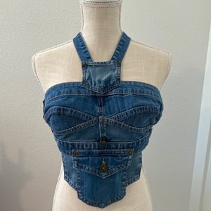 Festival Denim, Trendy, Boho Chic, Street Style, Handmade Denim Halter ...