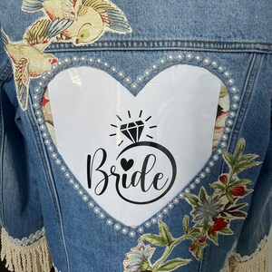 Bohemian, Upcycled, Bride, Birthday, Birthday Announcement Jean Jacket ...