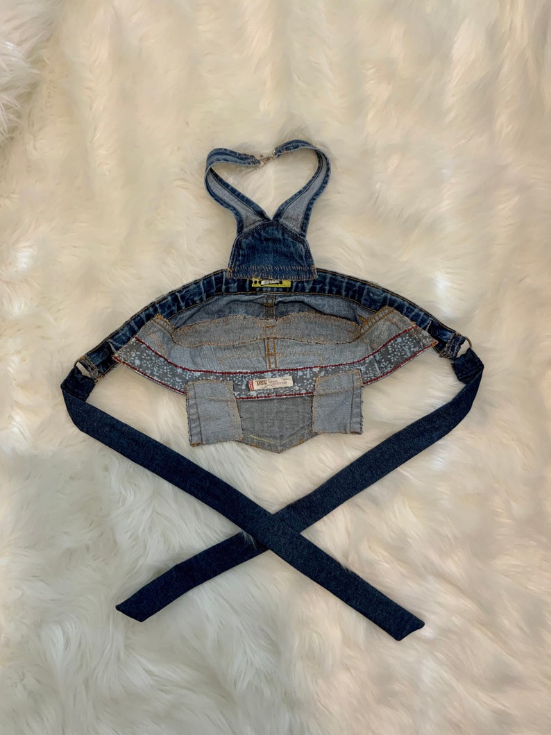 Upcycled Denim Halter Top: Handmade Festival Fashion (XS/S) - Etsy