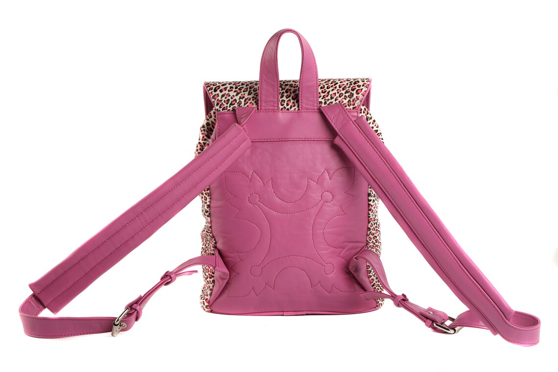 Designer "pony" Handmade Backpack, Leather Backpack, Pink Leopard ...