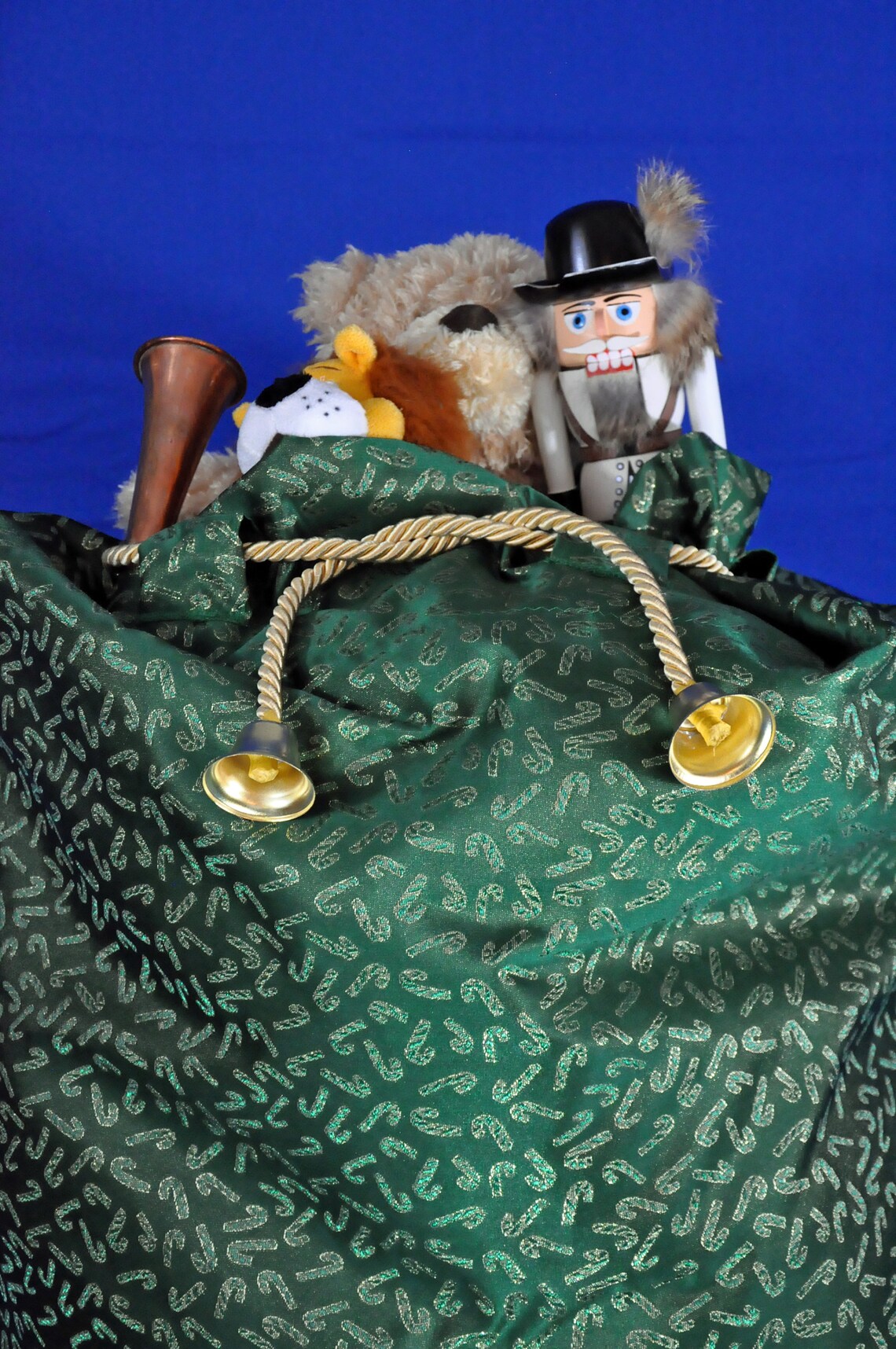 Santa Toy Bag Green With Candy Canes - Etsy