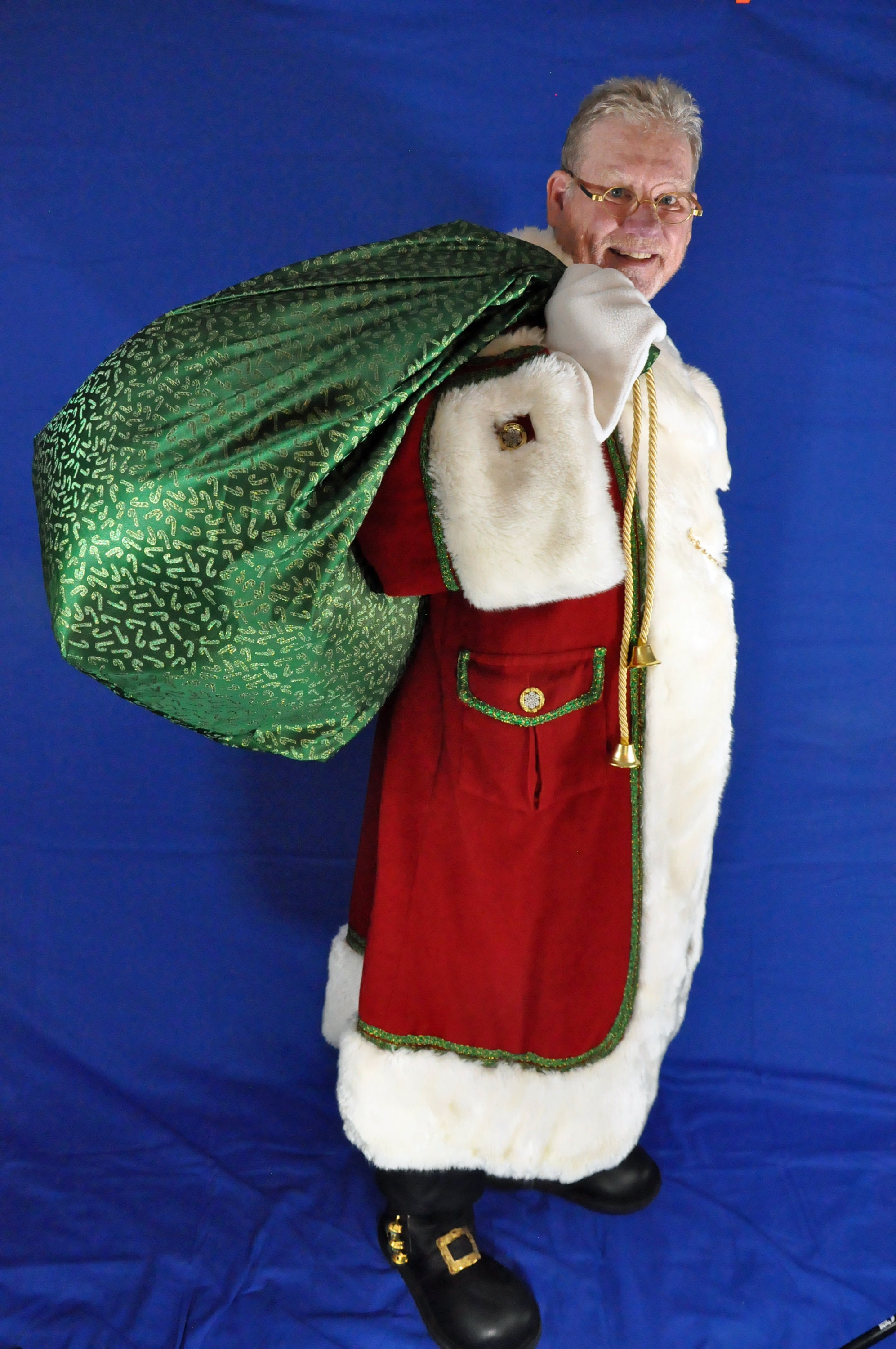 Santa Toy Bag Green With Candy Canes - Etsy