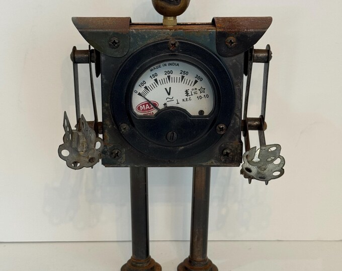 Handmade Mixed Metal Voltage Meter Steampunk Retro Robot - Etsy