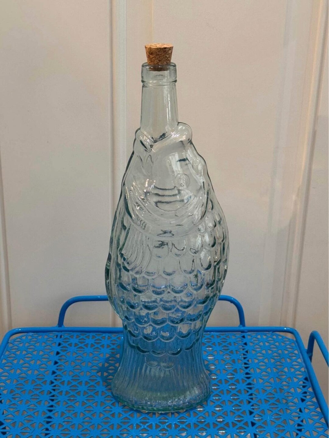 Light Green Herring Fish Glass Bottle W/cork Stopper - Etsy