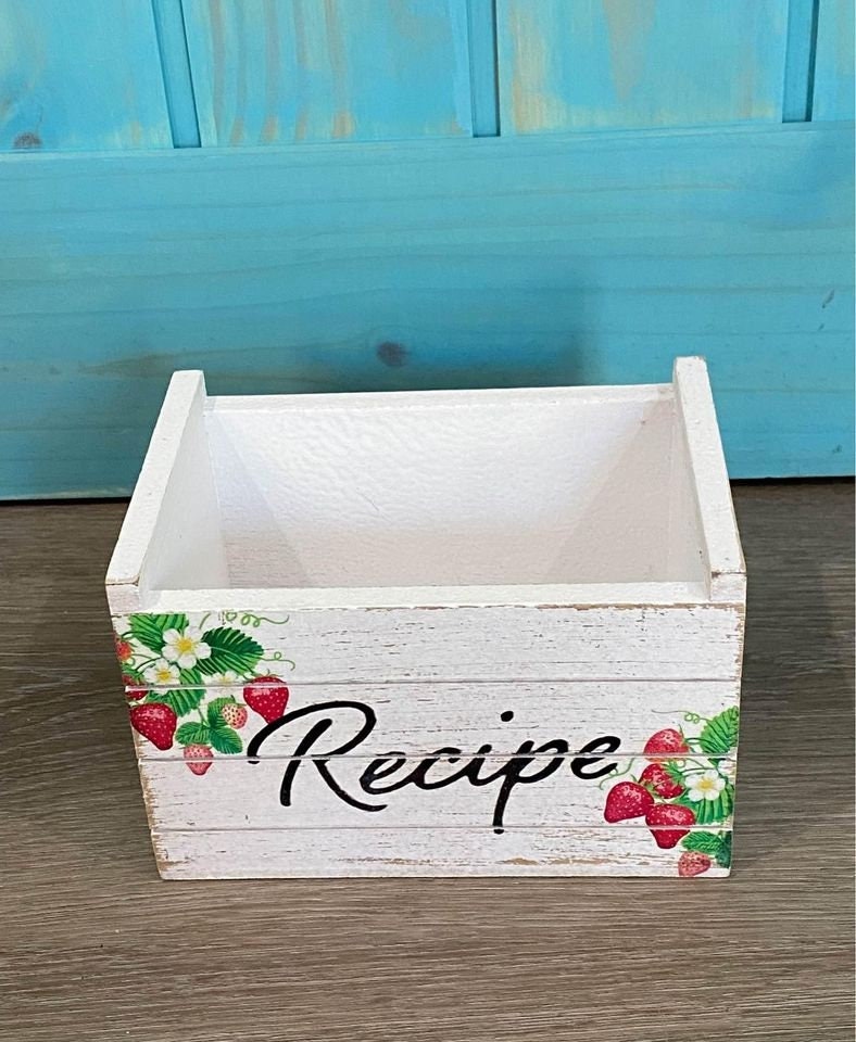 White Wood Crate Recipe Storage Box - Etsy