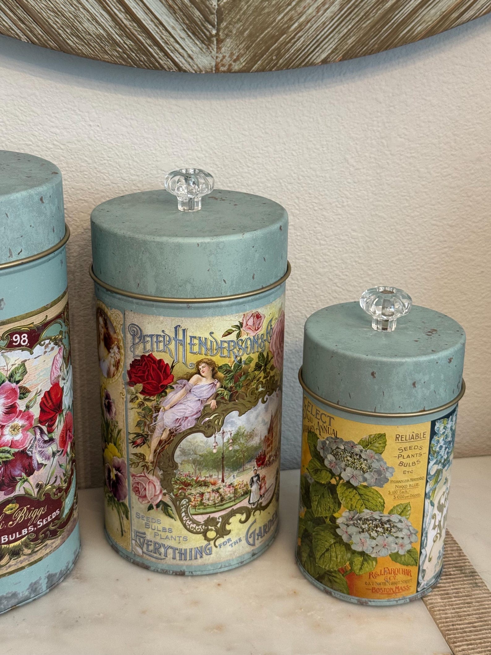 Timeless by Design Vintage Set of 3 Garden Teal Blue Food Safe Tin ...