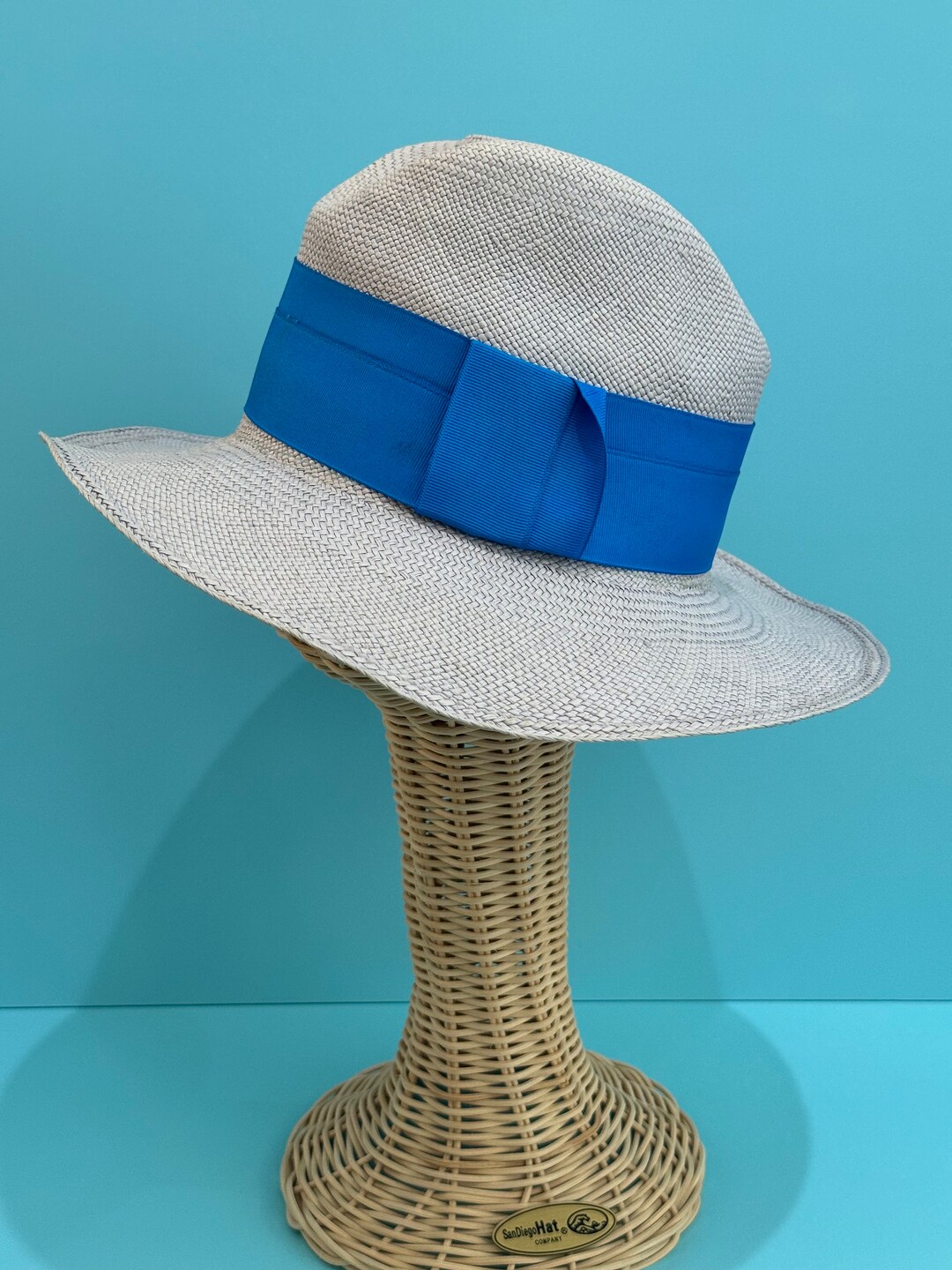 Artesano Tambo Gray Panama Hat W/blue Ribbon -M - Etsy