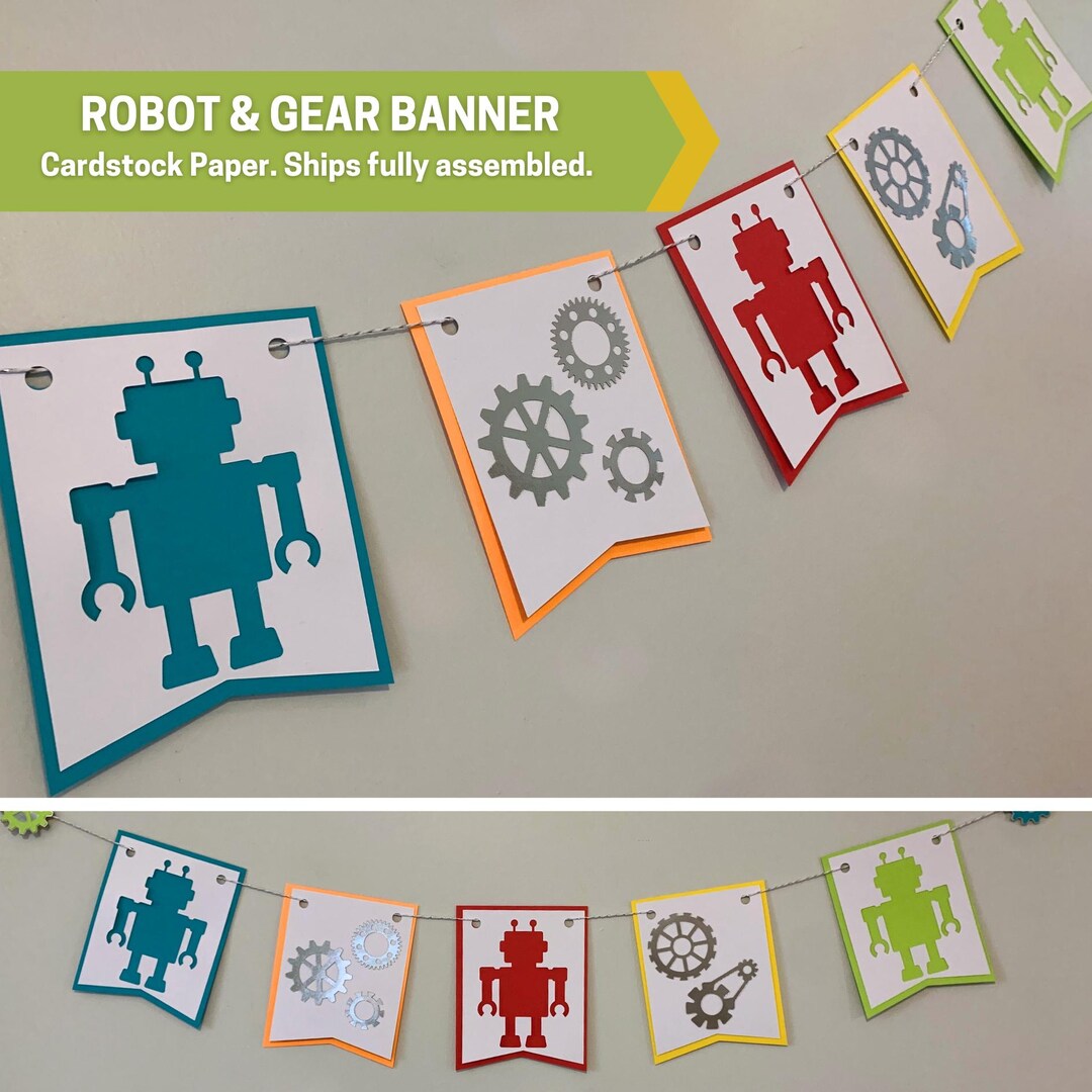 Robot and Gears Party Banner - Bright Colors - Etsy